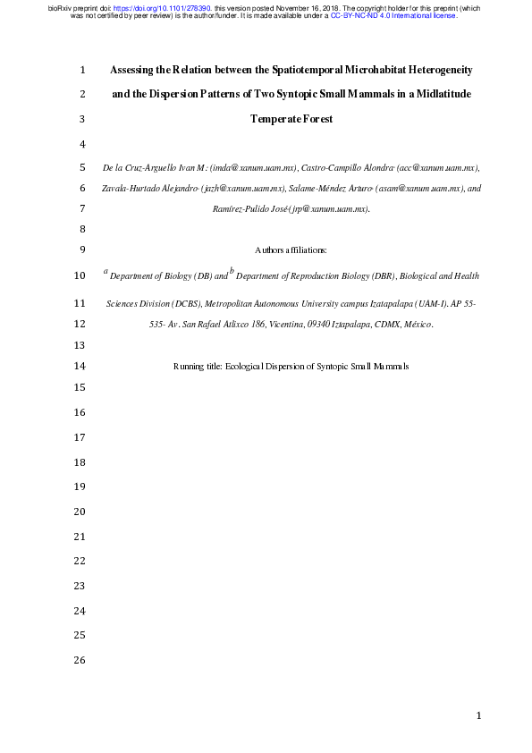 (PDF) Spatial and Temporal Changes in Habitat Heterogeneity Promote Partition of Resources of ...