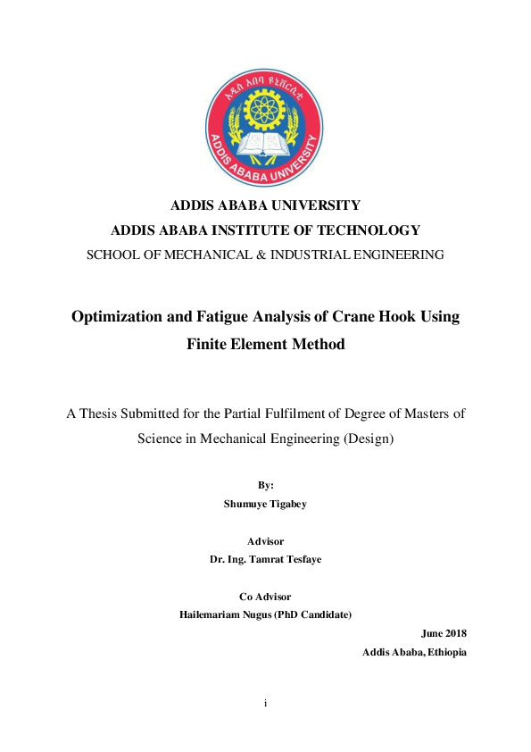 (PDF) ADDIS ABABA UNIVERSITY ADDIS ABABA INSTITUTE OF TECHNOLOGY SCHOOL OF MECHANICAL ...
