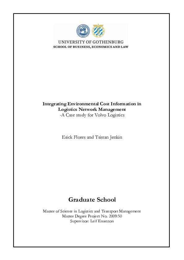 (PDF) Integrating Environmental Cost Information in Logistics Network ...