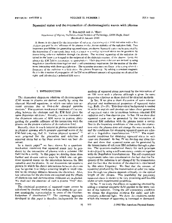 (PDF) Squeezed states and the interaction of electromagnetic waves with ...