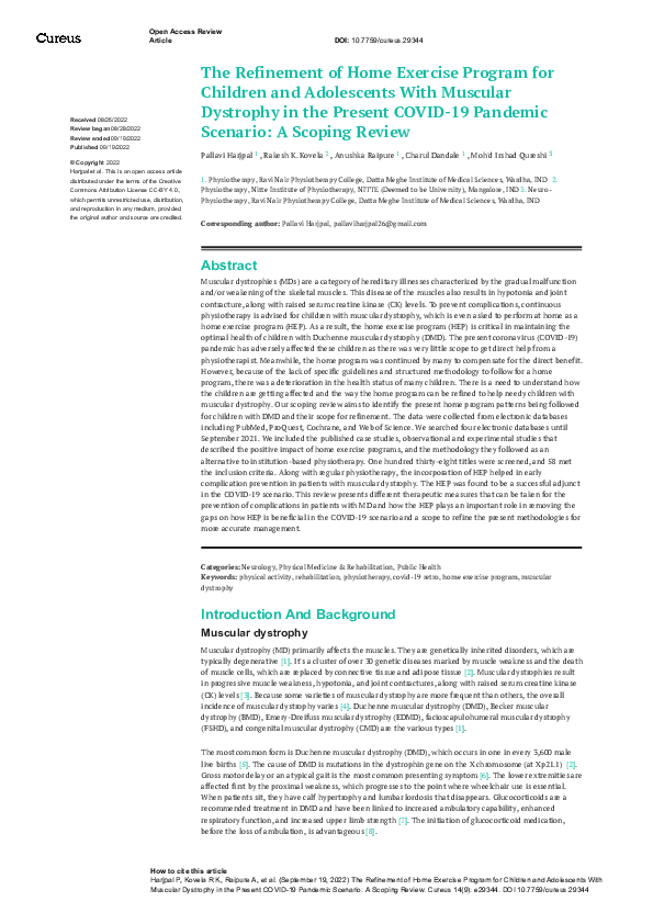 (PDF) The Refinement of Home Exercise Program for Children and ...