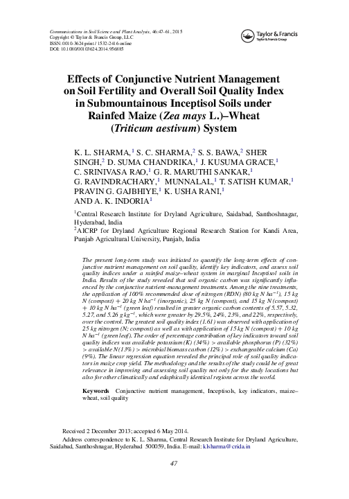 (PDF) Effects of Conjunctive Nutrient Management on Soil Fertility and ...