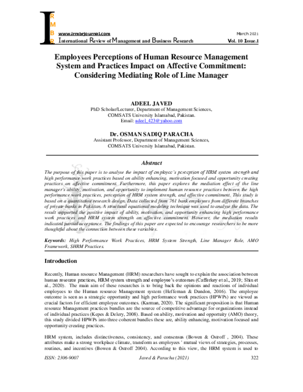 (PDF) Employees Perceptions of Human Resource Management System and Practices Impact on ...
