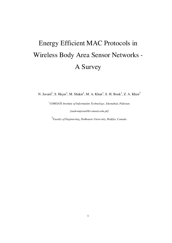 Pdf Energy Efficient Mac Protocols In Wireless Body Area Sensor