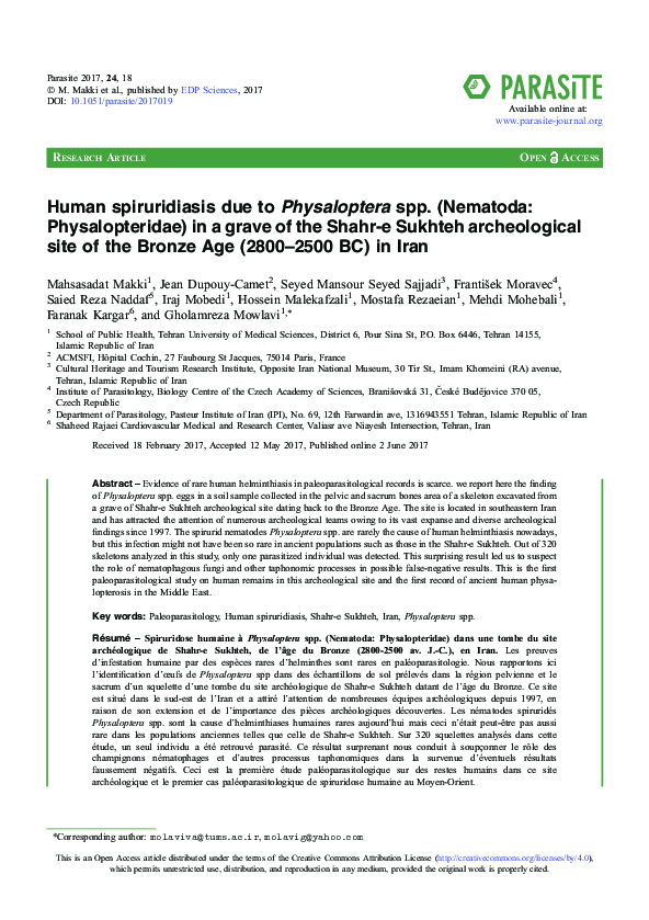 (PDF) Human spiruridiasis due to Physaloptera spp. (Nematoda ...