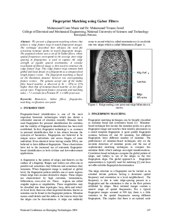 (PDF) Fingerprint Matching using Ridge Patterns