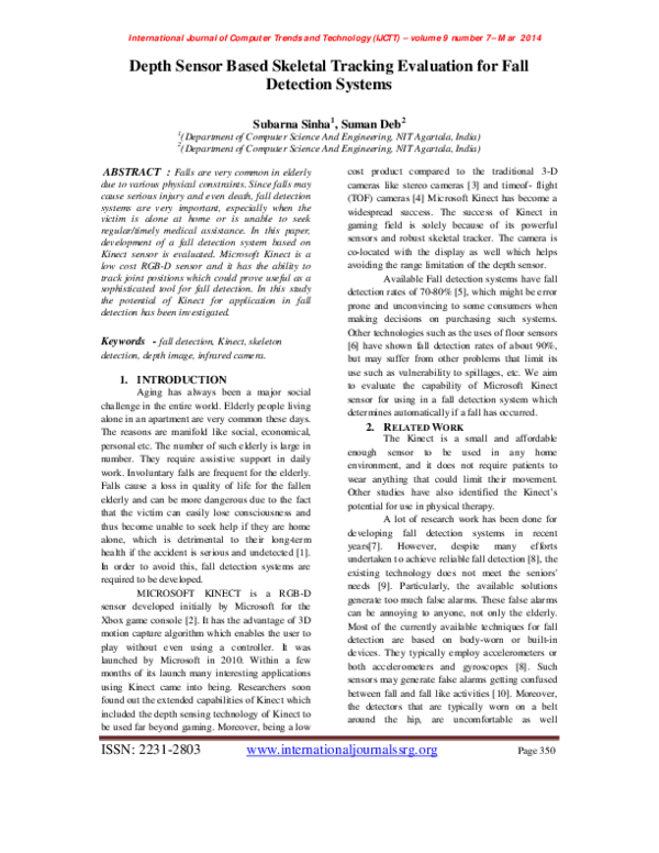 (PDF) Depth Sensor Based Skeletal Tracking Evaluation for Fall Detection Systems
