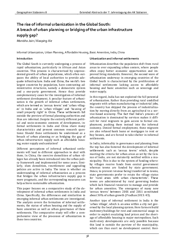 (PDF) The rise of informal urbanization in the Global South: A breach ...