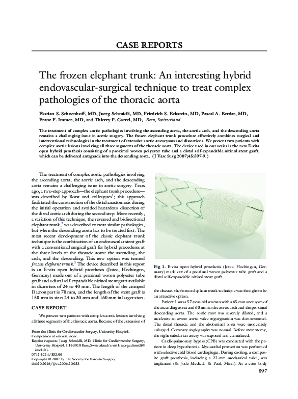 (PDF) The frozen elephant trunk: An interesting hybrid endovascular ...