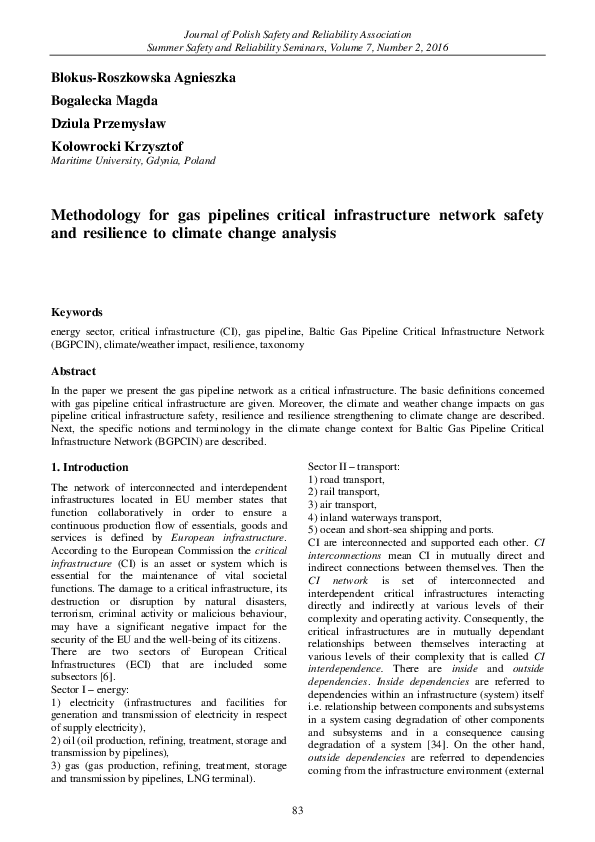 (PDF) Methodology for gas pipelines critical infrastructure network safety and resilience to ...