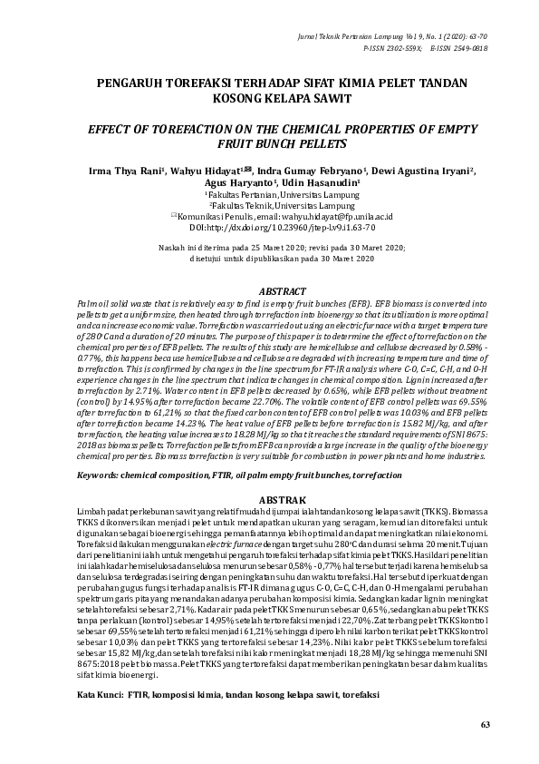(PDF) Pengaruh Torefaksi terhadap Sifat Kimia Pelet Tandan Kosong ...