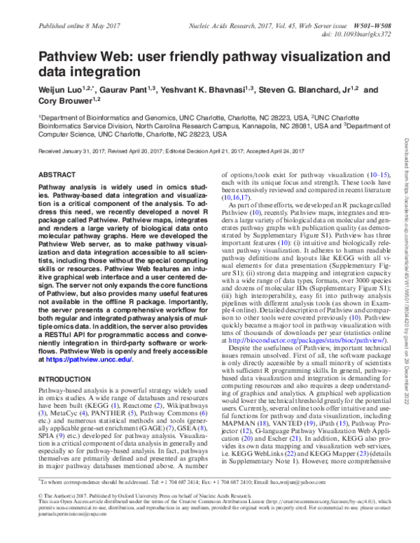 (PDF) Pathview Web: user friendly pathway visualization and data integration