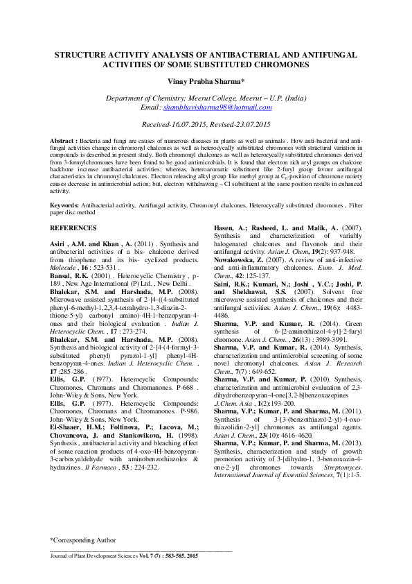 (PDF) Structure Activity Analysis of Antibacterial and Antifungal ...
