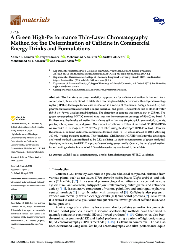 (PDF) A Green High-Performance Thin-Layer Chromatography Method for the Determination of ...