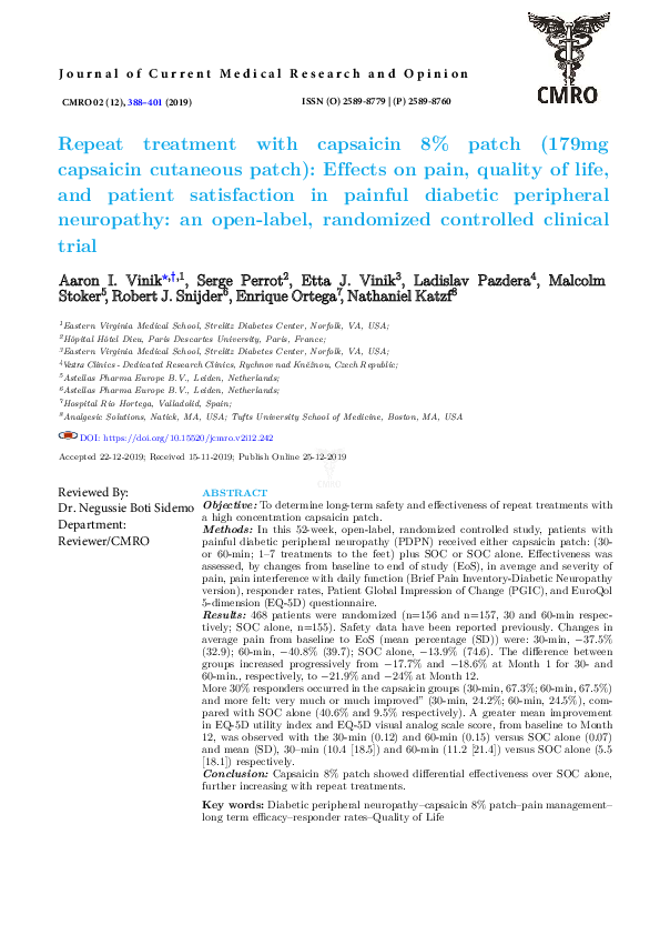 (PDF) Repeat treatment with capsaicin 8% patch (179mg capsaicin ...