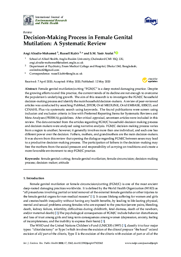 (PDF) Decision-Making Process in Female Genital Mutilation: A Systematic Review