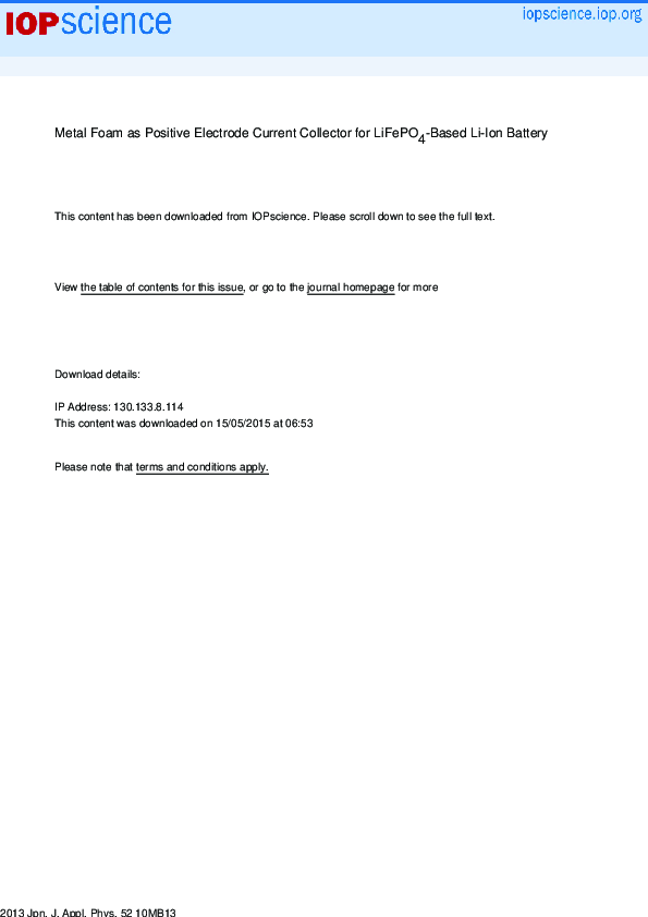 (PDF) Metal Foam as Positive Electrode Current Collector for LiFePO 4 ...