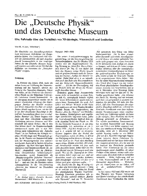 (PDF) Die „Deutsche Physik”︁ und das Deutsche Museum