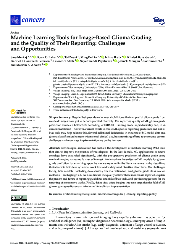 (PDF) Machine Learning Tools for Image-Based Glioma Grading and the ...