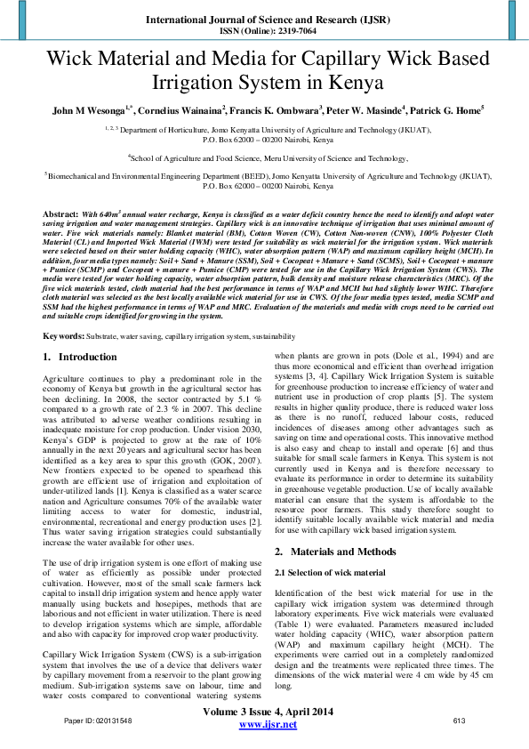 (PDF) Wick Material and Media for Capillary Wick Based Irrigation ...