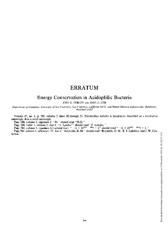 (PDF) Energy conservation in acidophilic bacteria | John Cobley ...