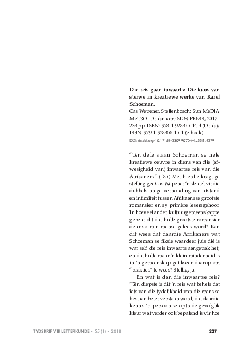 (PDF) Die reis gaan inwaarts: Die kuns van sterwe in kreatiewe werke ...