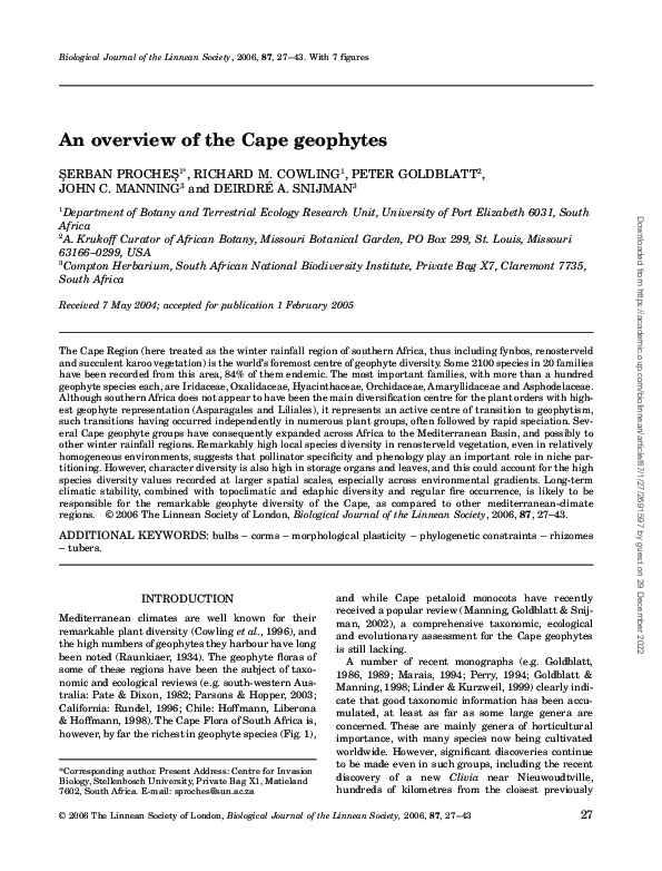 (PDF) An overview of the Cape geophytes