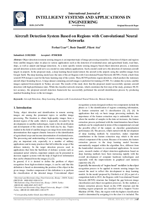 Pdf Aircraft Detection System Based On Regions With Convolutional