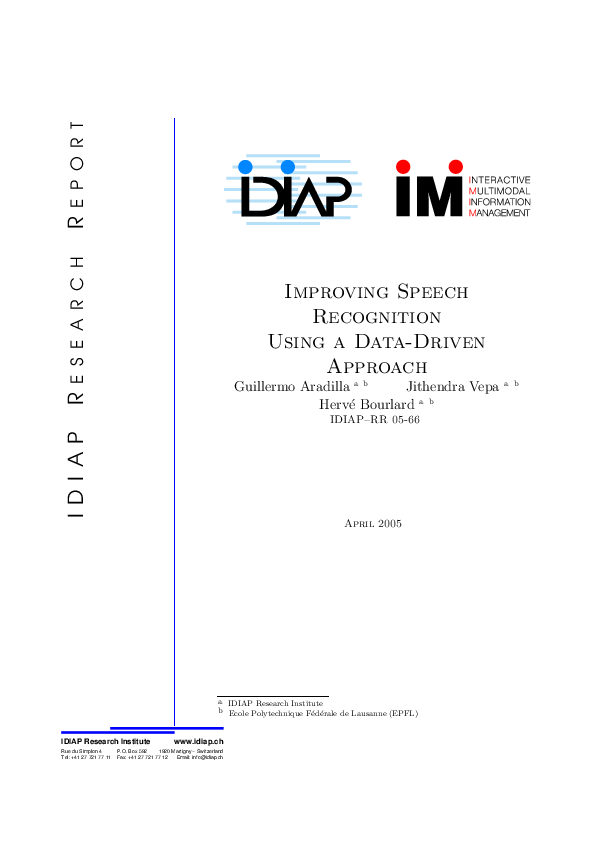 (PDF) Improving speech recognition using a data-driven approach