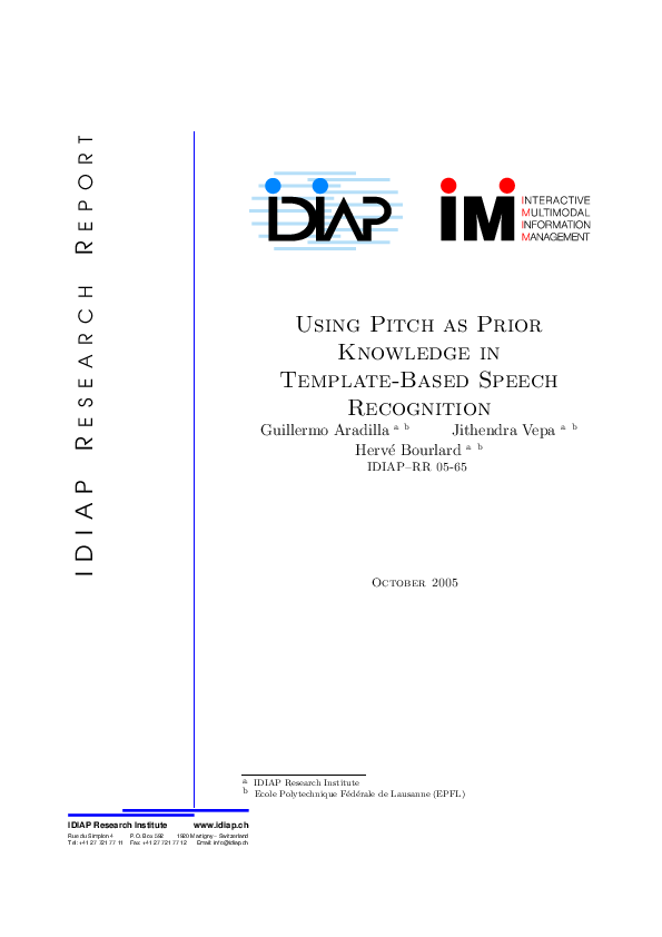 (PDF) Using Pitch as Prior Knowledge in Template-Based Speech Recognition
