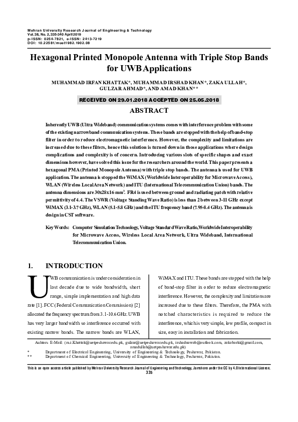 (PDF) Hexagonal Printed Monopole Antenna with Triple Stop Bands for UWB ...
