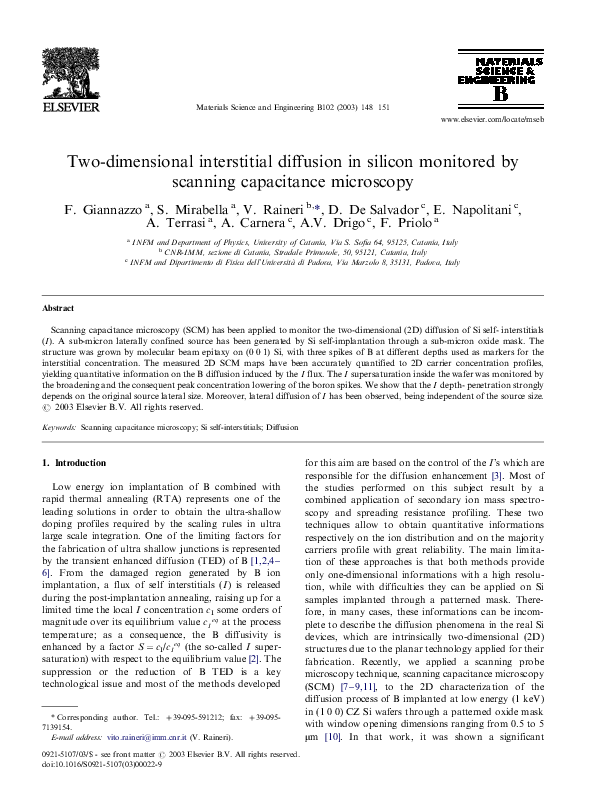 (PDF) Two-dimensional interstitial diffusion in silicon monitored by scanning capacitance ...