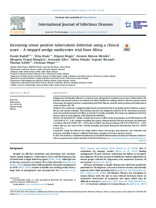 (PDF) Increasing smear positive tuberculosis detection using a clinical score – A stepped wedge ...