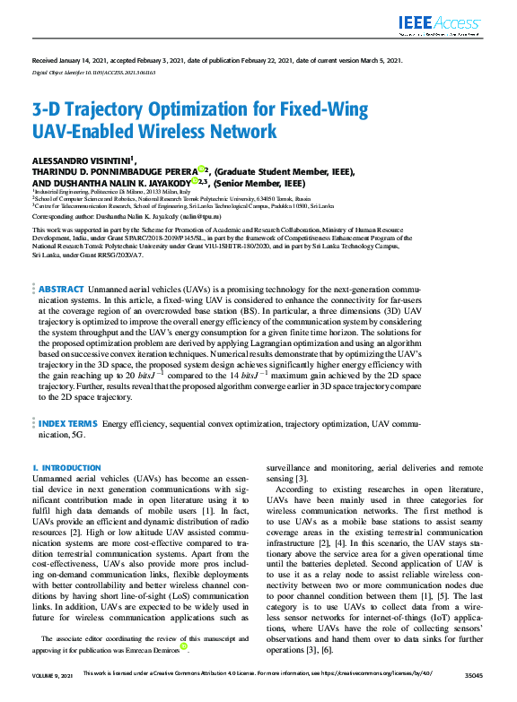 (PDF) 3-D Trajectory Optimization for Fixed-Wing UAV-Enabled Wireless Network