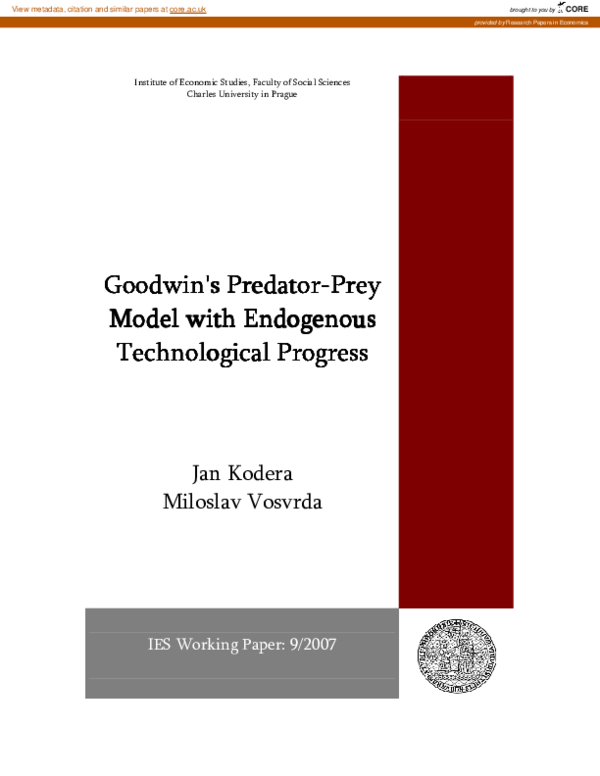 (PDF) Goodwin's Predator-Prey Model with Endogenous Technological Progress