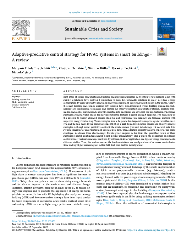 (PDF) Adaptive-predictive control strategy for HVAC systems in smart ...