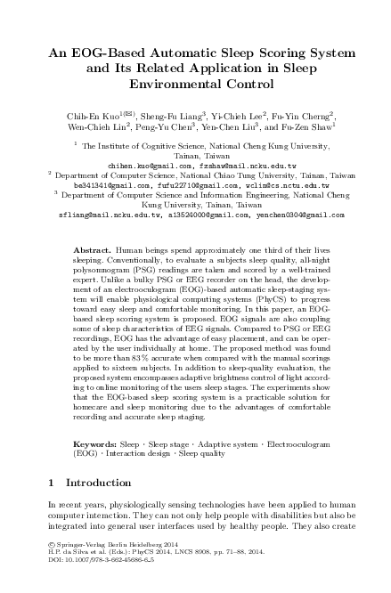 (PDF) An EOG-Based Automatic Sleep Scoring System and Its Related ...