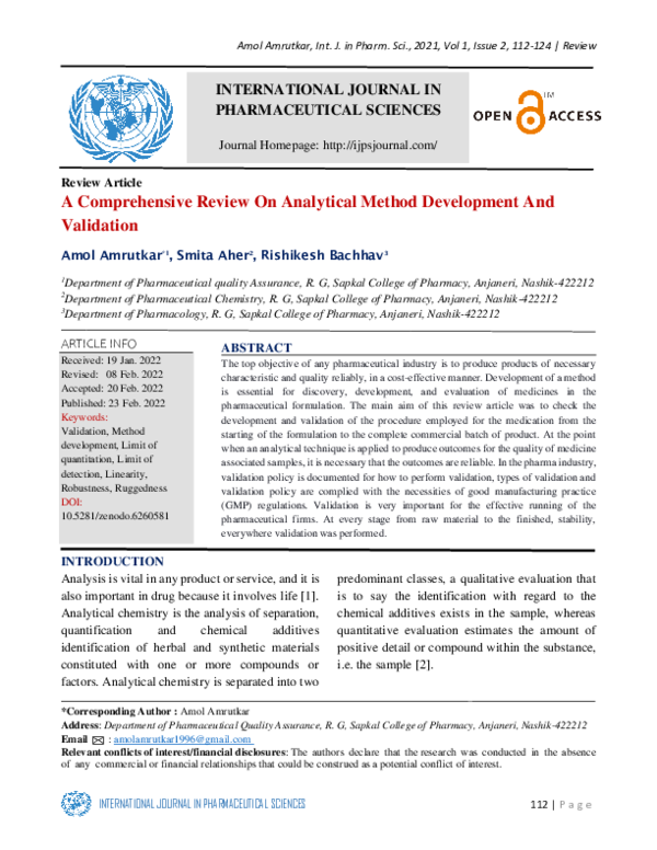 (PDF) A Comprehensive Review On Analytical Method Development And ...