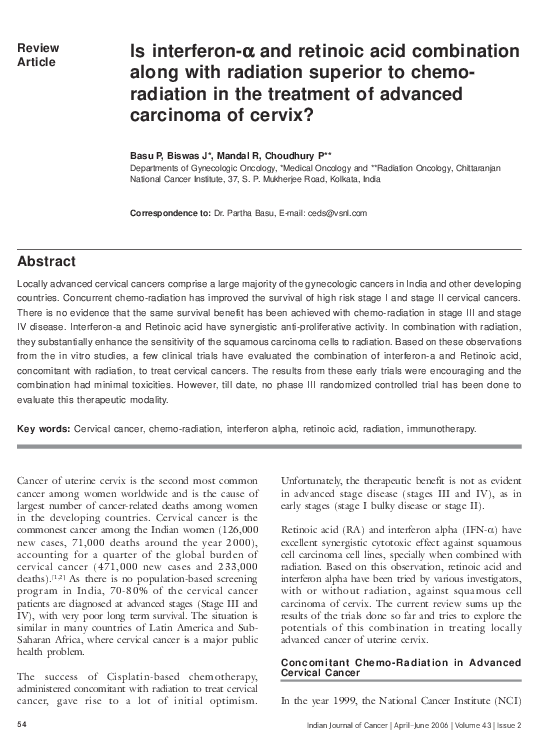 (PDF) Interferon-α and Retinoic Acid vs Chemo-radiation in Cervical Cancer