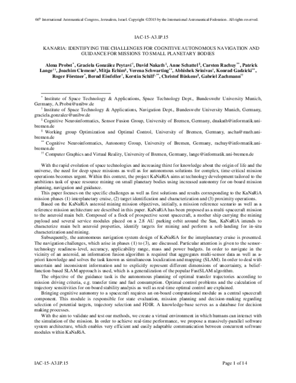 Pdf Kanaria Identifying The Challenges For Cognitive Autonomous