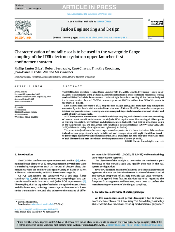 (PDF) Characterization of metallic seals to be used in the waveguide ...