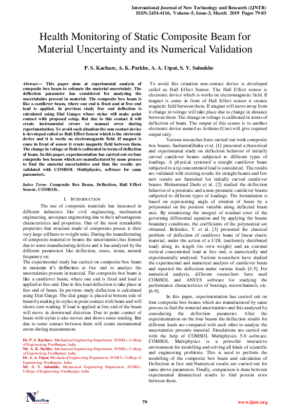 (PDF) Health Monitoring of Static Composite Beam for Material Uncertainty and its Numerical ...