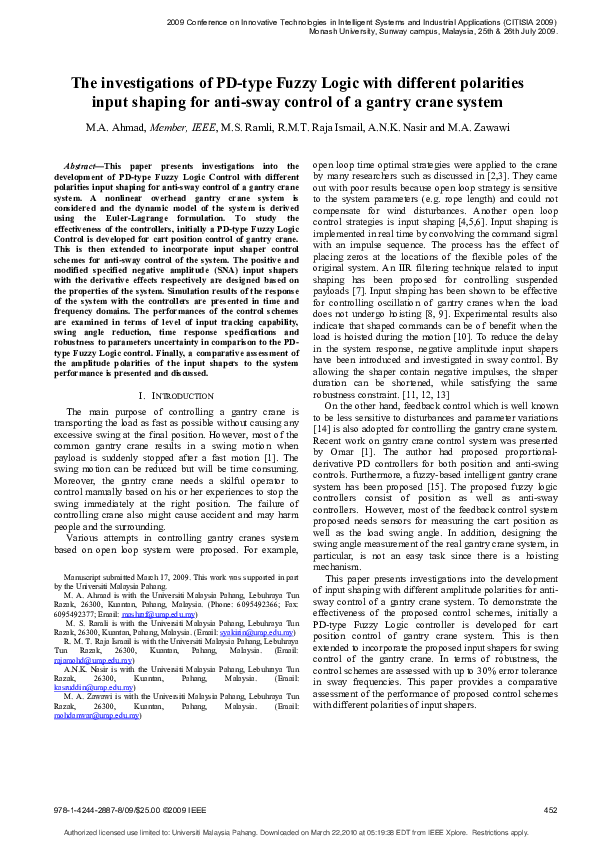 Pdf The Investigations Of Pd Type Fuzzy Logic With Different Polarities Input Shaping For Anti