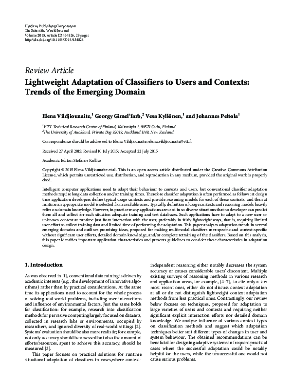 (PDF) Lightweight Adaptation of Classifiers to Users and Contexts ...