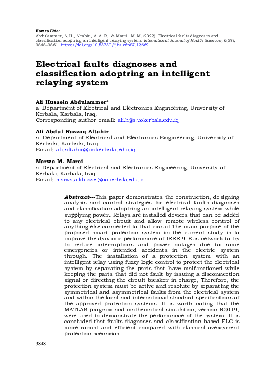 (PDF) Electrical faults diagnoses and classification adoptring an ...
