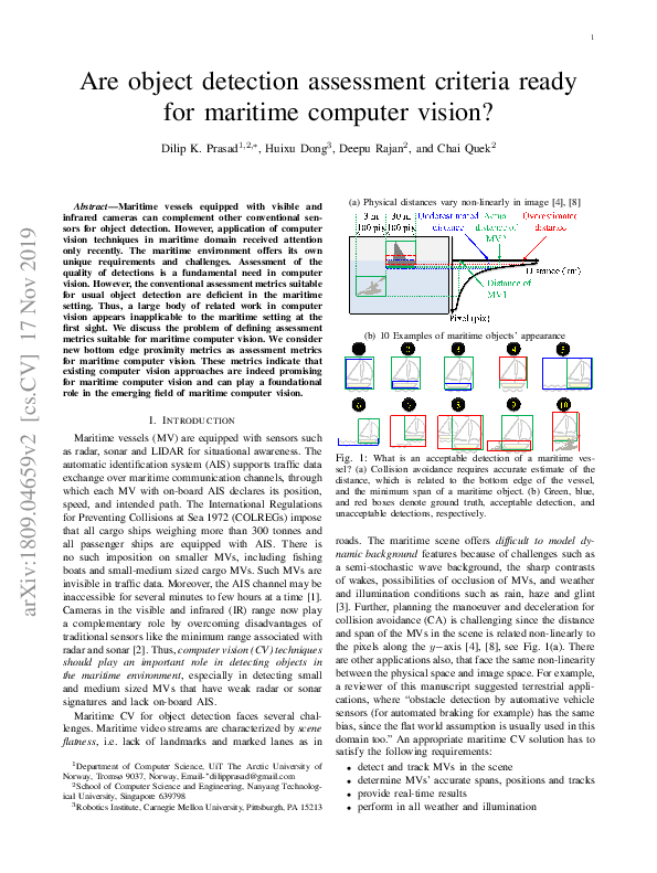 (PDF) Are Object Detection Assessment Criteria Ready for Maritime Computer Vision?