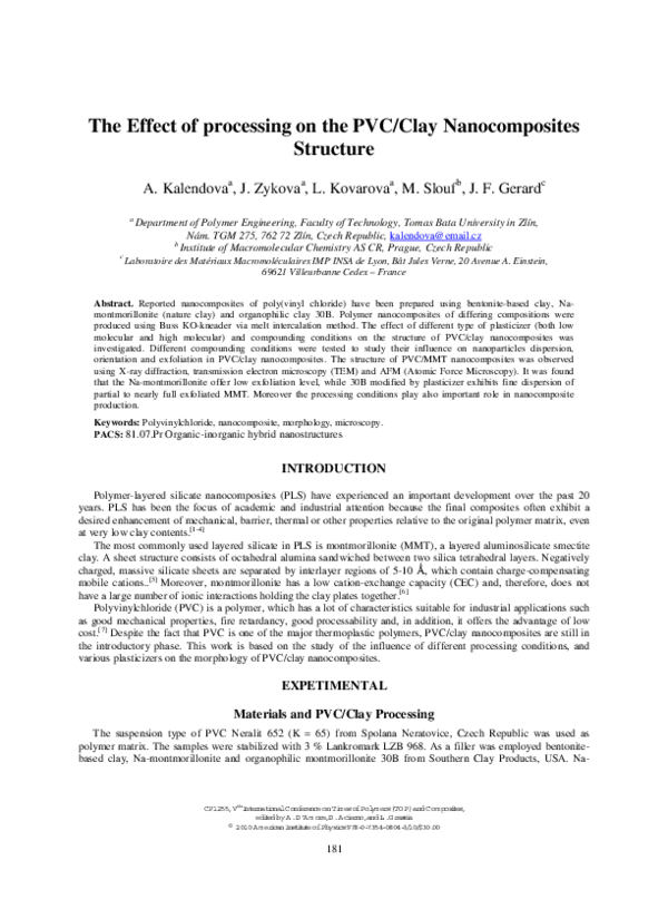 (PDF) The Effect of processing on the PVC∕Clay Nanocomposites Structure