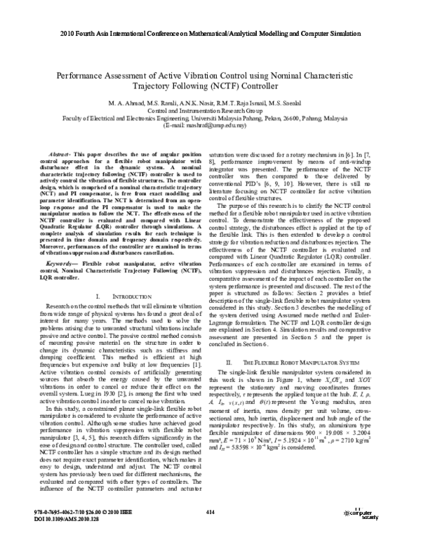 Performance Assessment of Active Vibration Control using Nominal Characteristic Trajectory ...