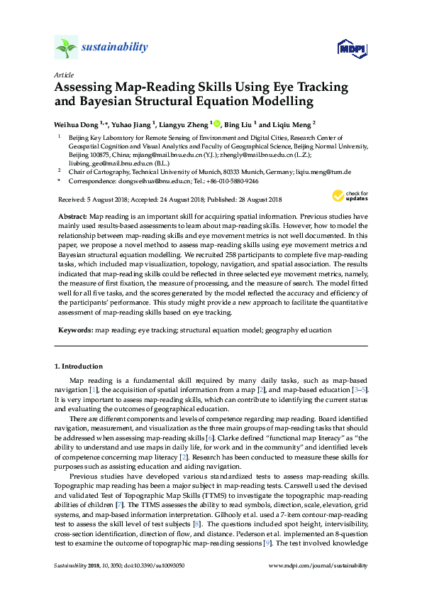 Pdf Assessing Map Reading Skills Using Eye Tracking And Bayesian Structural Equation Modelling
