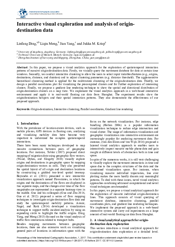 (PDF) Interactive visual exploration and analysis of origin-destination data